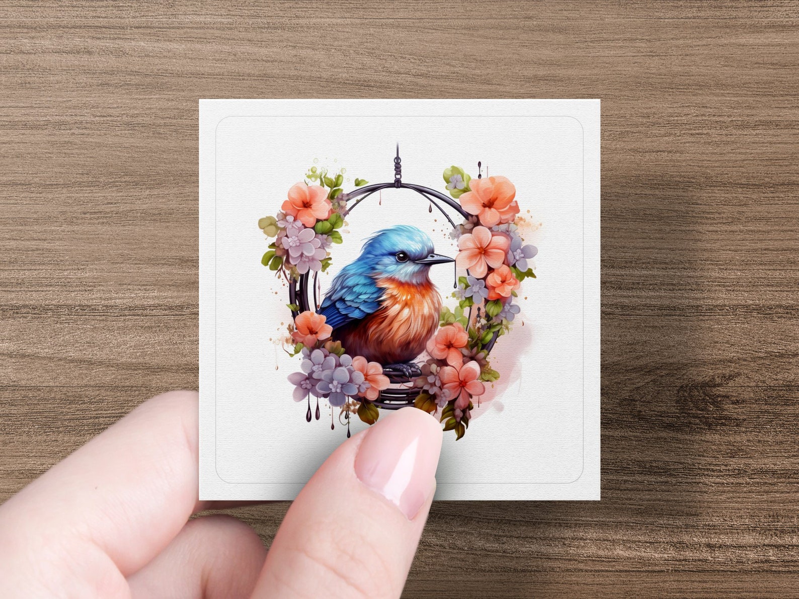 Bird on Swing With Spring Flowers Clipart Bundle, High-quality JPG ...