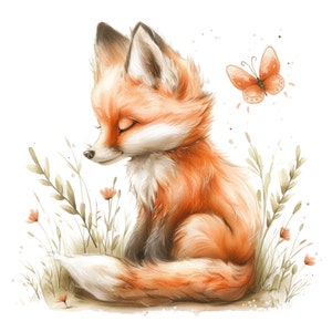 Fox and Butterfly Clipart Bundle, 16 High-quality JPG, Craft Art, Card ...