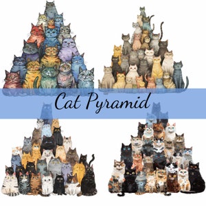 Cat Pyramid Clipart Bundle, 16 High-quality JPG, Craft Art, Card Making ...