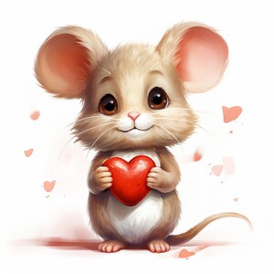 12 Heart Mouse Clipart Bundle, High-quality JPG, Craft Art, Card Making ...