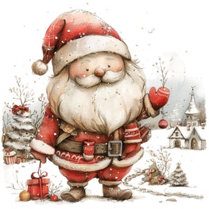 Santa at Christmas Time Clipart Bundle, 16 High-quality JPG, Craft Art ...