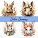Boho Easter Bunny W Flowers Clipart Bundle, High-quality JPG, Craft Art ...