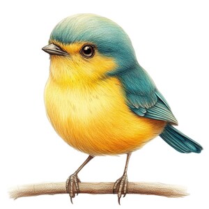 Teal Yellow Birds Clipart Bundle, 16 High-quality JPG, Craft Art, Card ...