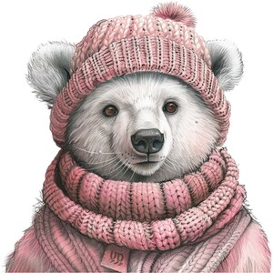 16 Polar Bear in Sweater Clipart Bundle, 16 High-quality JPG, Craft Art ...