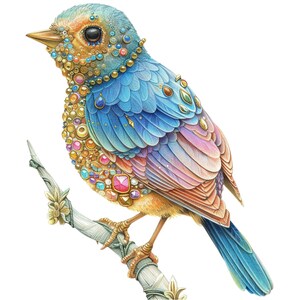 Bird Made of Gold and Jewels Clipart Bundle, 16 High-quality JPG, Craft ...