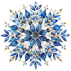 Snowflakes Blue and Gold Clipart Bundle, 12 High-quality JPG, Craft Art ...