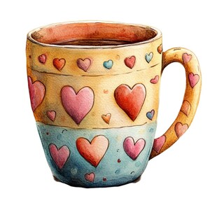 16 Coffee Mug Heart Clipart Bundle, Transparent PNG Download, Card ...