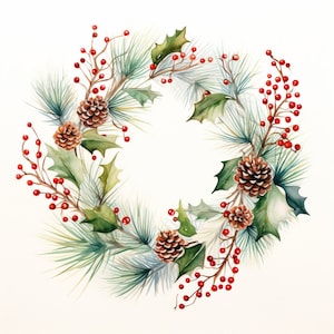 14 Christmas Winter Wreath Clipart Bundle, 14 High-quality JPG, Nursery ...