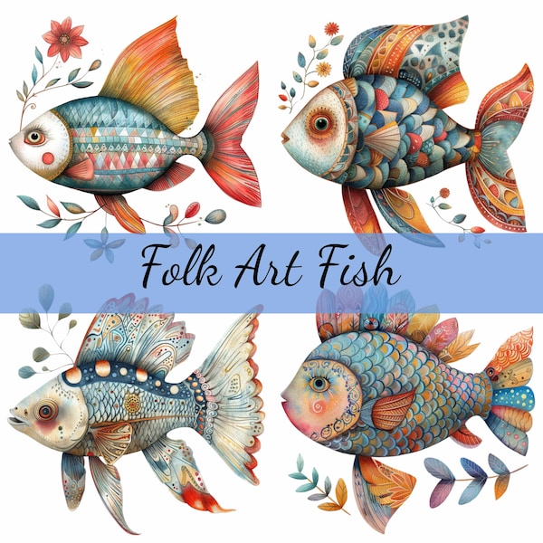 Folk Art Fish - Etsy