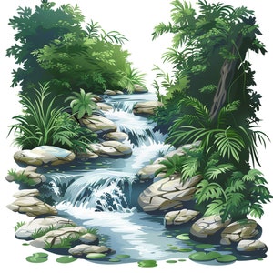 Rockey Forest Stream Clipart Bundle, 16 High-quality JPG, Craft Art ...
