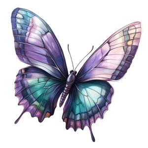 Purple Teal Butterfly Clipart Bundle, 16 High-quality JPG, Craft Art ...