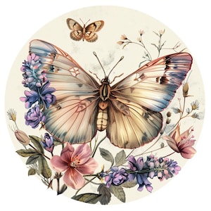 16 Vintage Butterfly Circle Round Clipart Bundle, 16 High-quality JPG ...