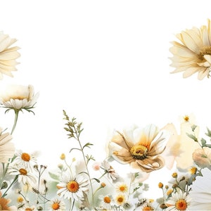 Daisy Flower Border Flower Clipart Bundle, 12 High-quality JPG, Craft ...