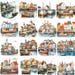16 Folk Art Harbor Boats Houses Clipart Bundle, 16 High-quality JPG ...