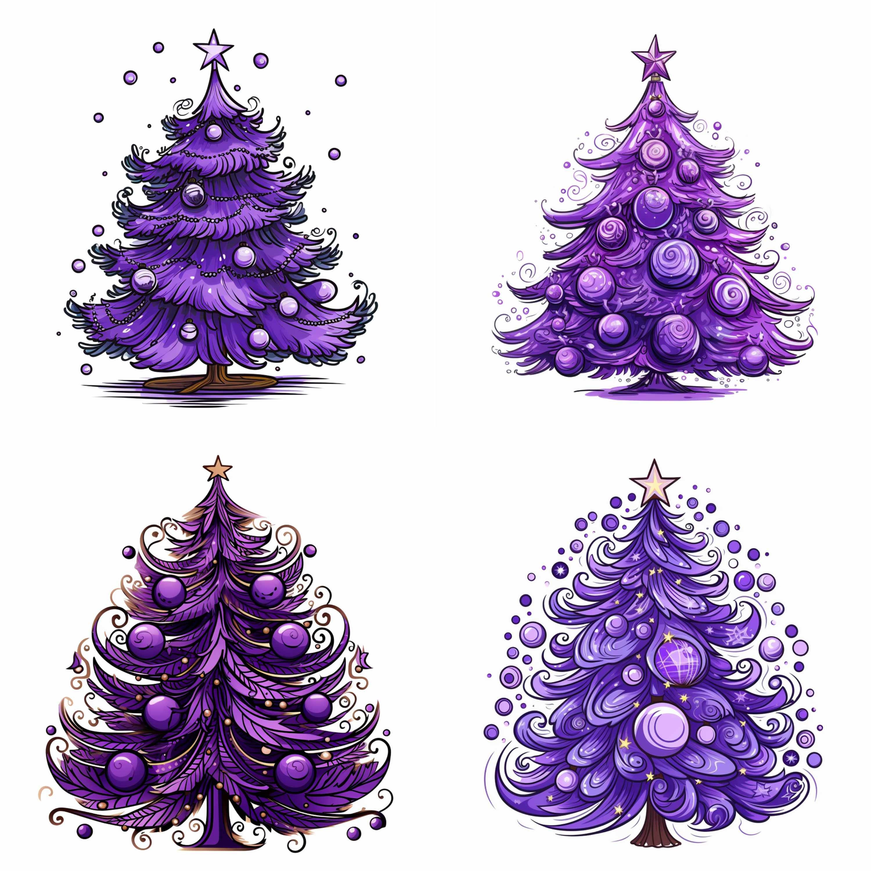 14 Purple Doodle Tree Clipart Bundle, High-quality JPG, Nursery Art ...