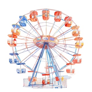 16 Country Carnival Ferris Wheel Clipart Bundle, 16 High-quality JPG ...
