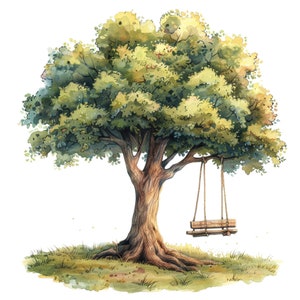 Tree With Swing Clipart Bundle,16 High-quality JPG, Craft Art, Card ...