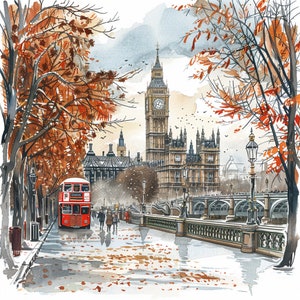 Christmas in London Clipart Bundle, 16 High-quality JPG, Craft Art ...