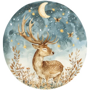 Deer and Moon Celestial Clipart Bundle, 16 High-quality JPG, Craft Art ...