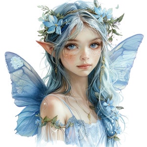 Blue Fairy Princess Clipart Bundle, 16 High-quality JPG, Craft Art ...