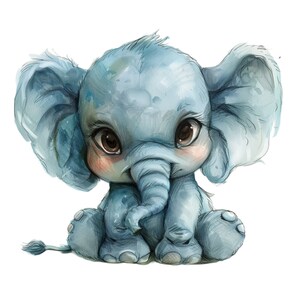 Cute Cartoon Elephants Clipart Bundle, 16 High-quality JPG, Craft Art ...