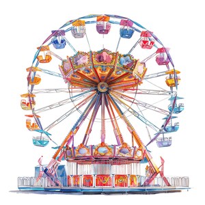 16 Country Carnival Ferris Wheel Clipart Bundle, 16 High-quality JPG ...