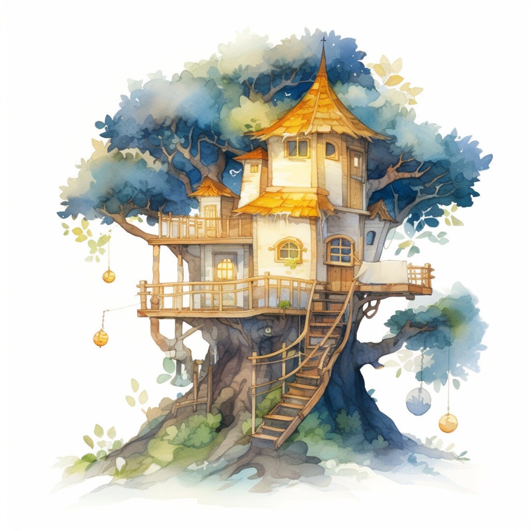 16 Tree House Clipart Bundle, High-quality JPG, Craft Art, Card Making ...