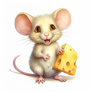 Cute Mouse With Cheese Clipart Bundle, High-quality JPG, Craft Art ...
