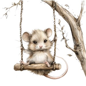 16 Cute Mouse on a Swing Clipart Bundle, 16 High-quality JPG, Craft Art ...