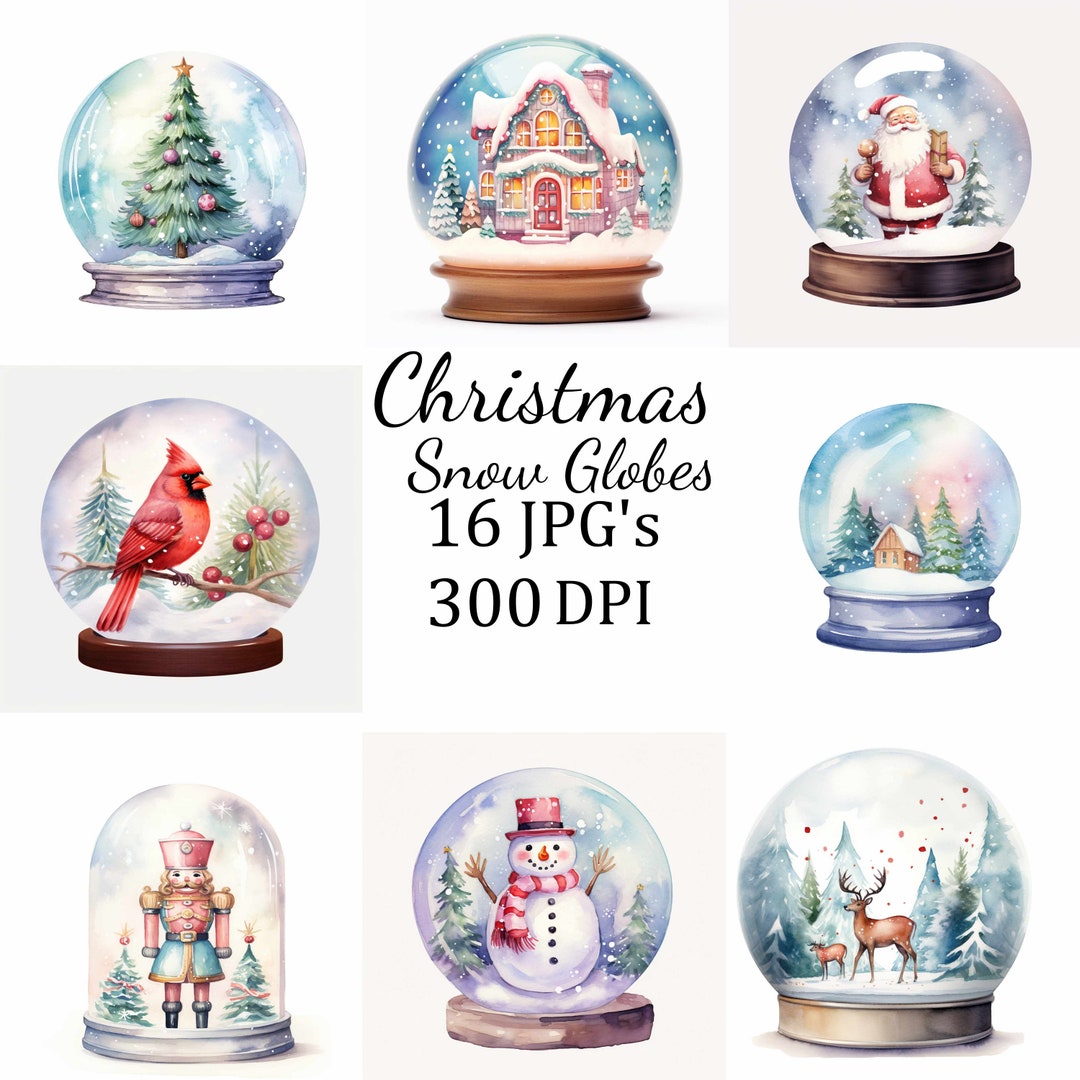 Christmas Snow Globes Clipart Bundle, JPG, Card Making, Clip Art ...