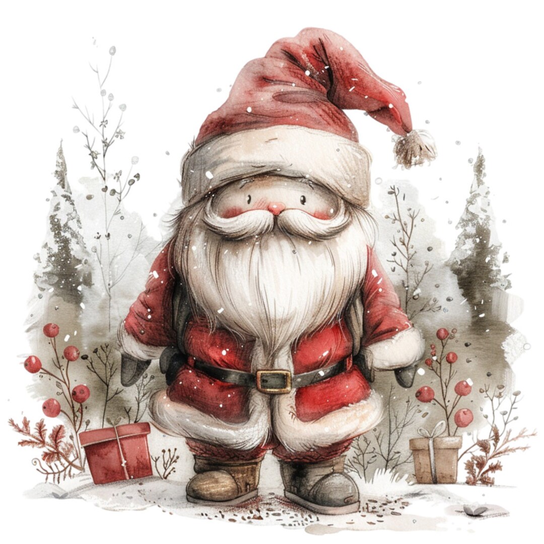 Santa at Christmas Time Clipart Bundle, 16 High-quality JPG, Craft Art ...