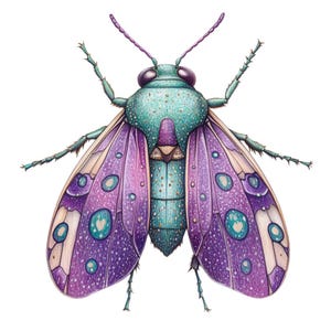 Purple Teal Blue Insect Clipart Bundle, 15 High-quality JPG, Craft Art ...