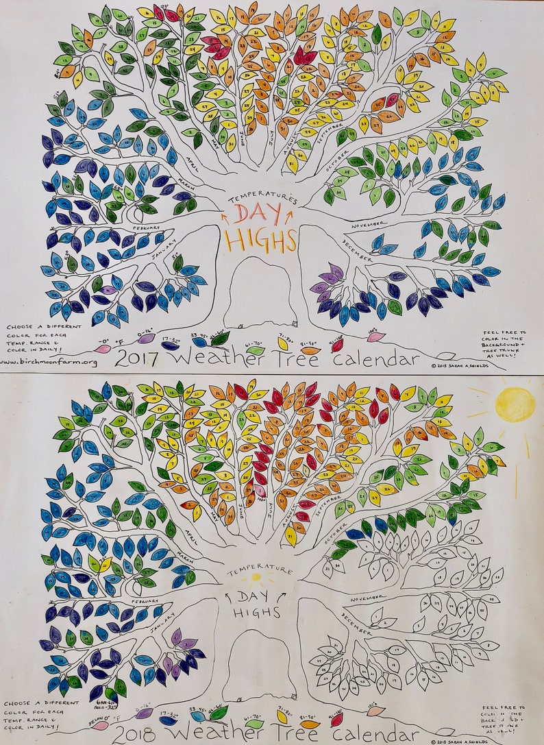 Weather Tree 11x17 Coloring Calendar 2025 - Nature Activity and Gift ...