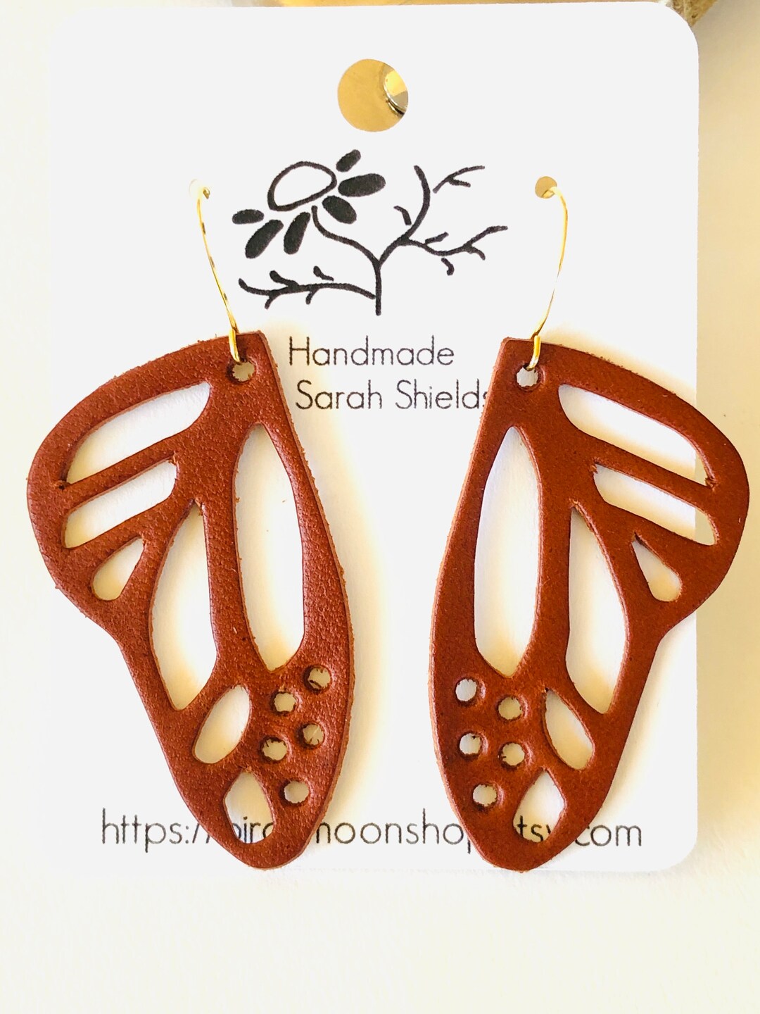 Handcrafted Leather Monarch Butterfly Wing Earrings: Dark Chestnut - Etsy