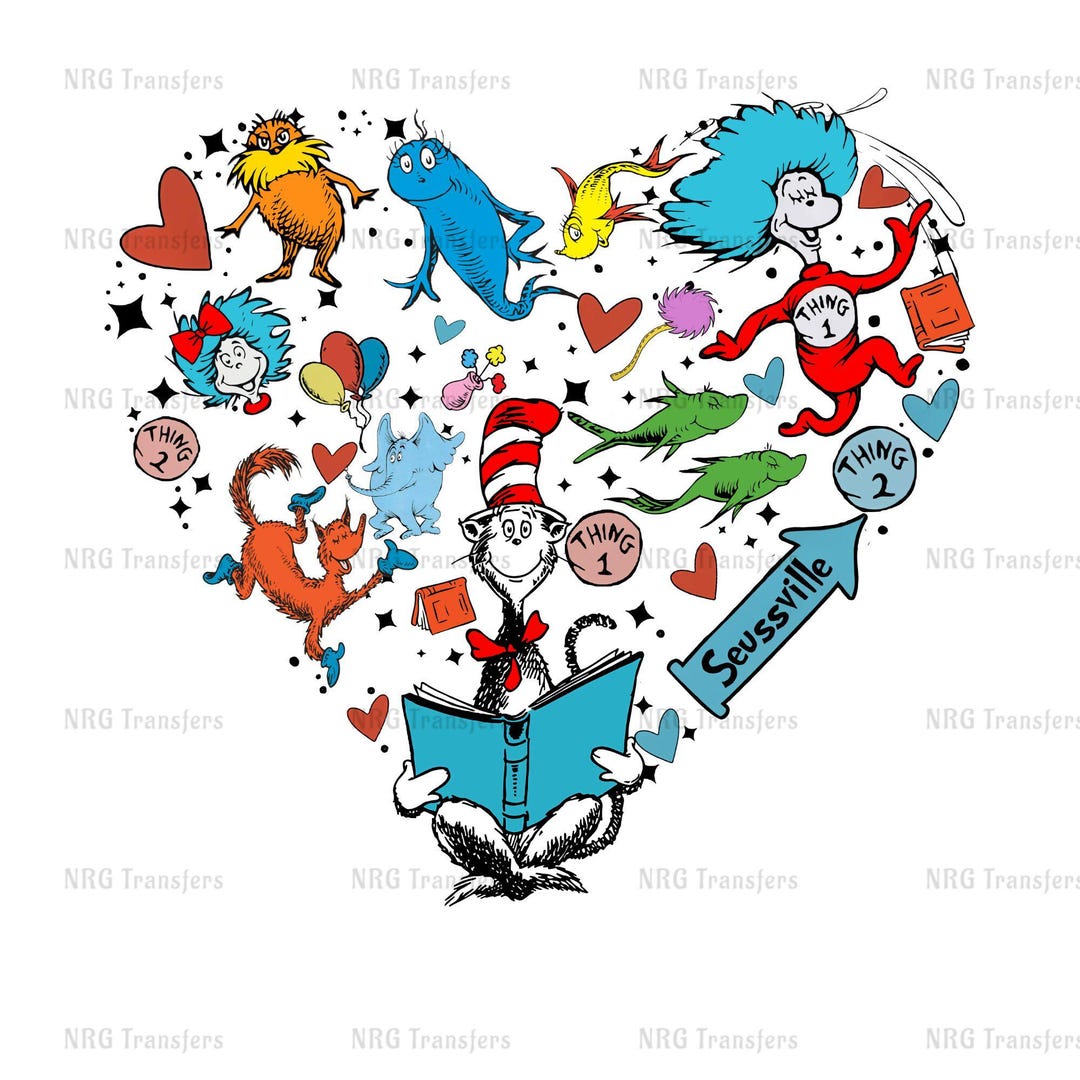 DTF Transfer | Dr Seuss - Heart Shape | DTF Transfer, DTF Print, Heat ...