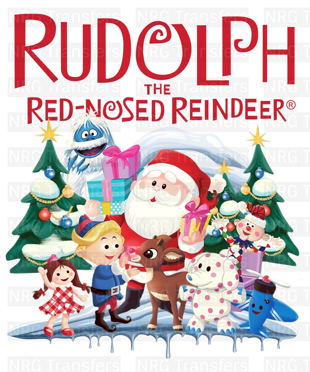DTF Transfer Rudolph Red Nosed Reindeer Christmas DTF Print, Heat ...