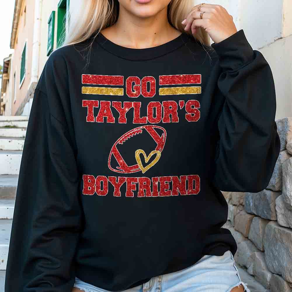 Go Taylors Boyfriend Glitter Effect Graphic Hoodie / Sweatshirt Go ...