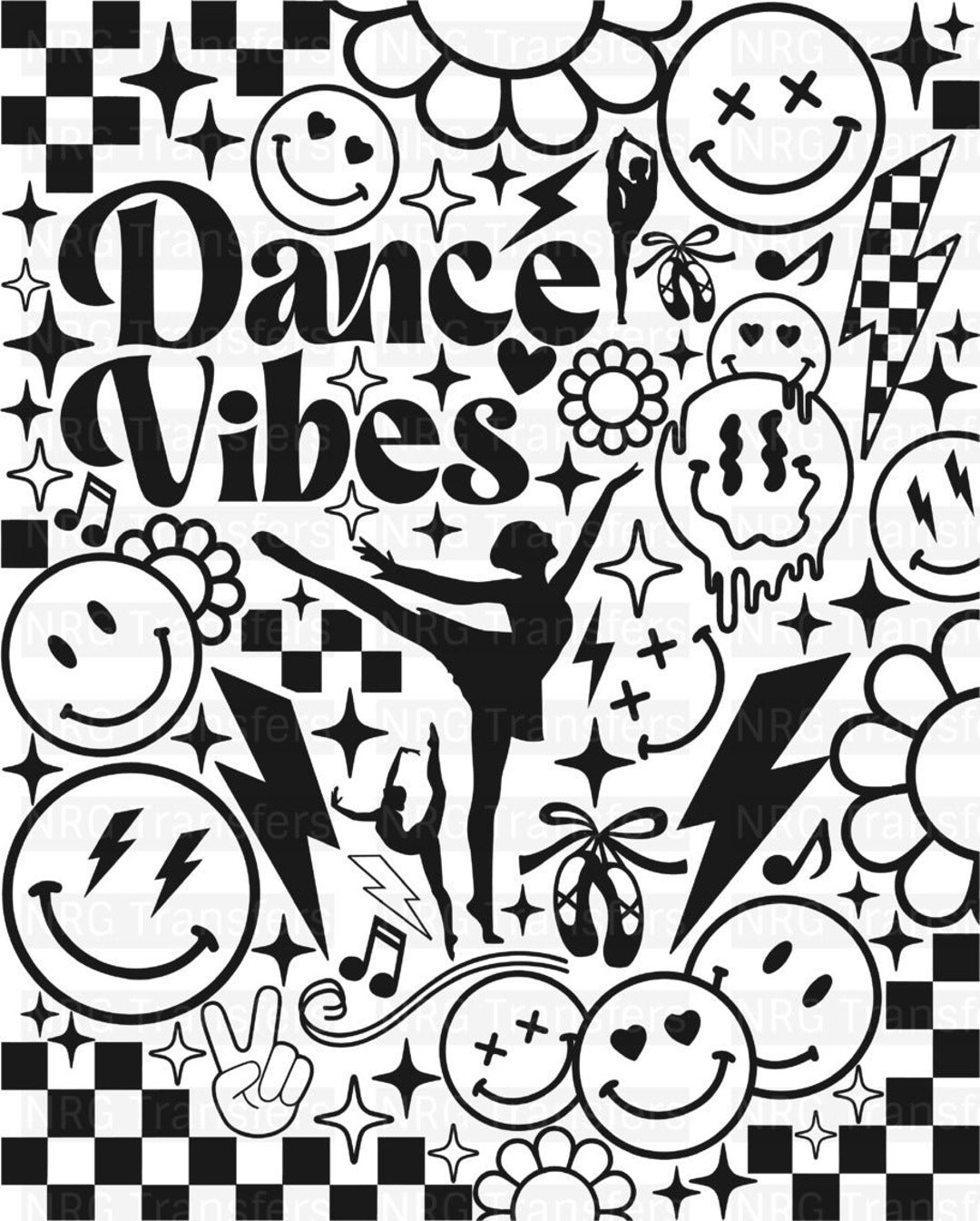 Dance Vibes Black Letters DTF TRANSFER - Etsy