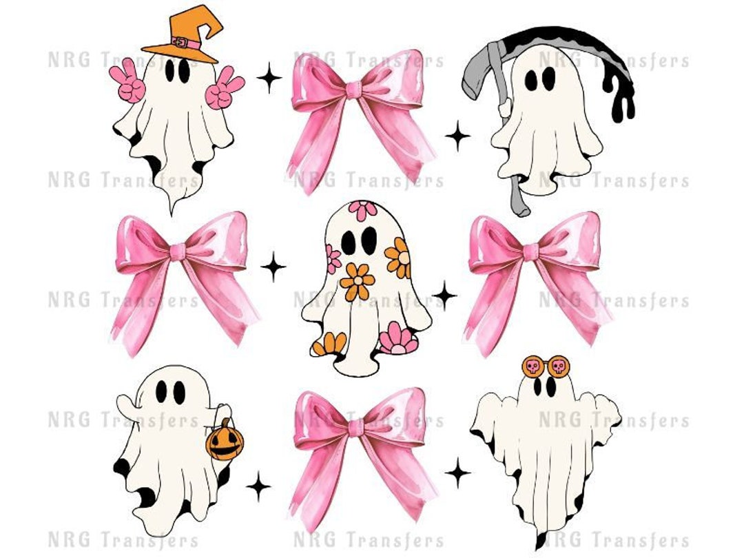 DTF Transfer Bows & Ghosts Halloween DTF Print, Heat Transfer, Ready to ...
