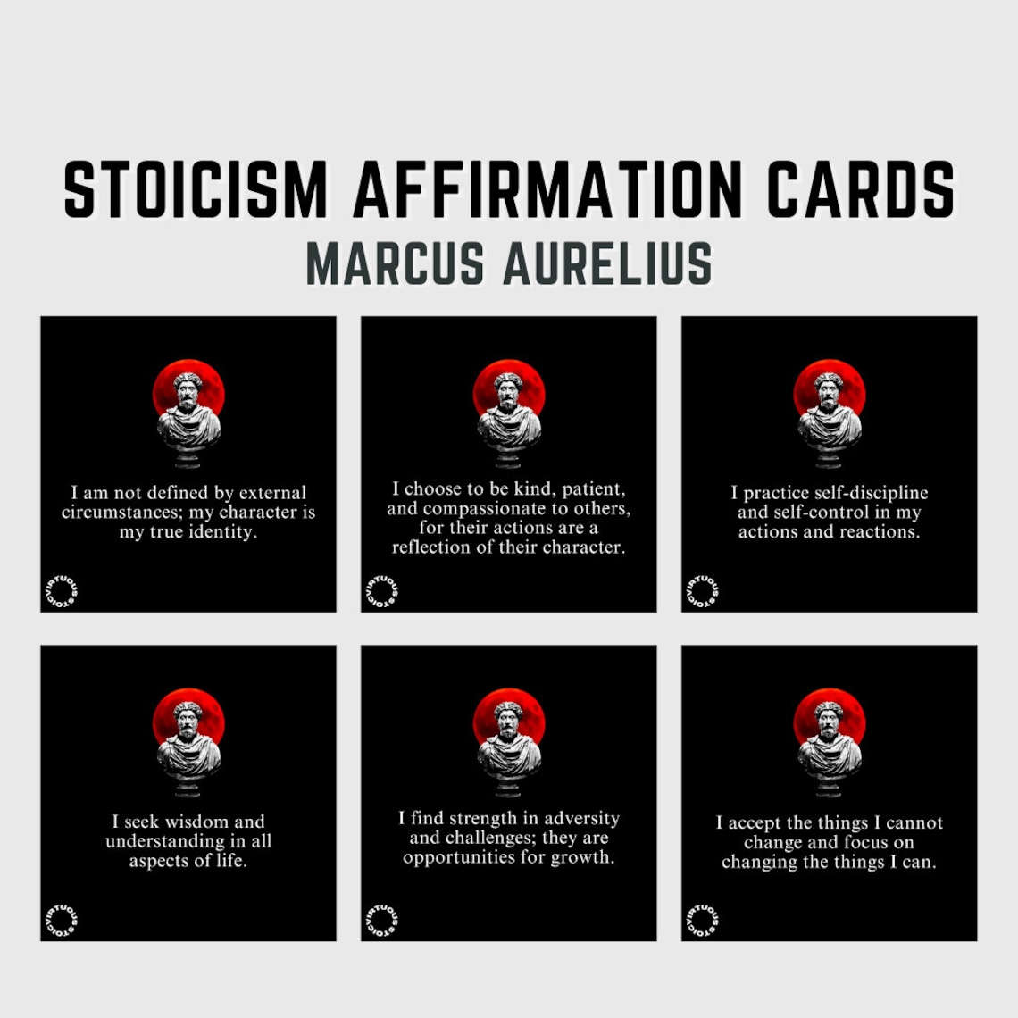 30 Marcus Aurelius Stoic Affirmation Cards (30 Inspiring Stoic ...