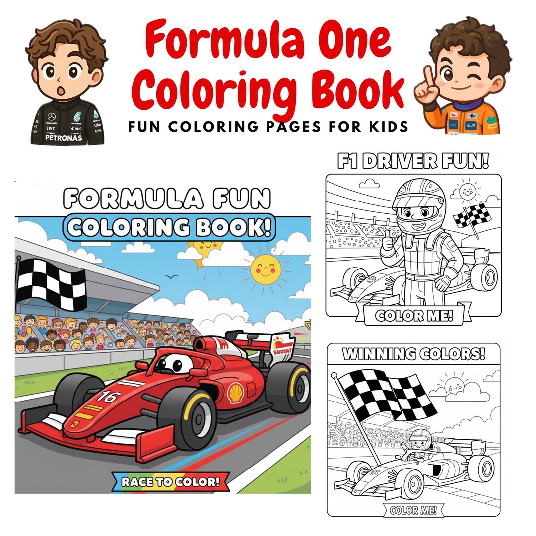 Fun Formula 1 Racing Coloring Book for Kids! - F1 Coloring Pages Fun ...