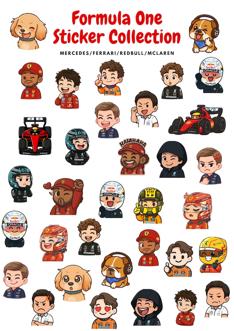 Chibi Formula 1 Sticker Collection: F1 Racing Teams (digital Download ...
