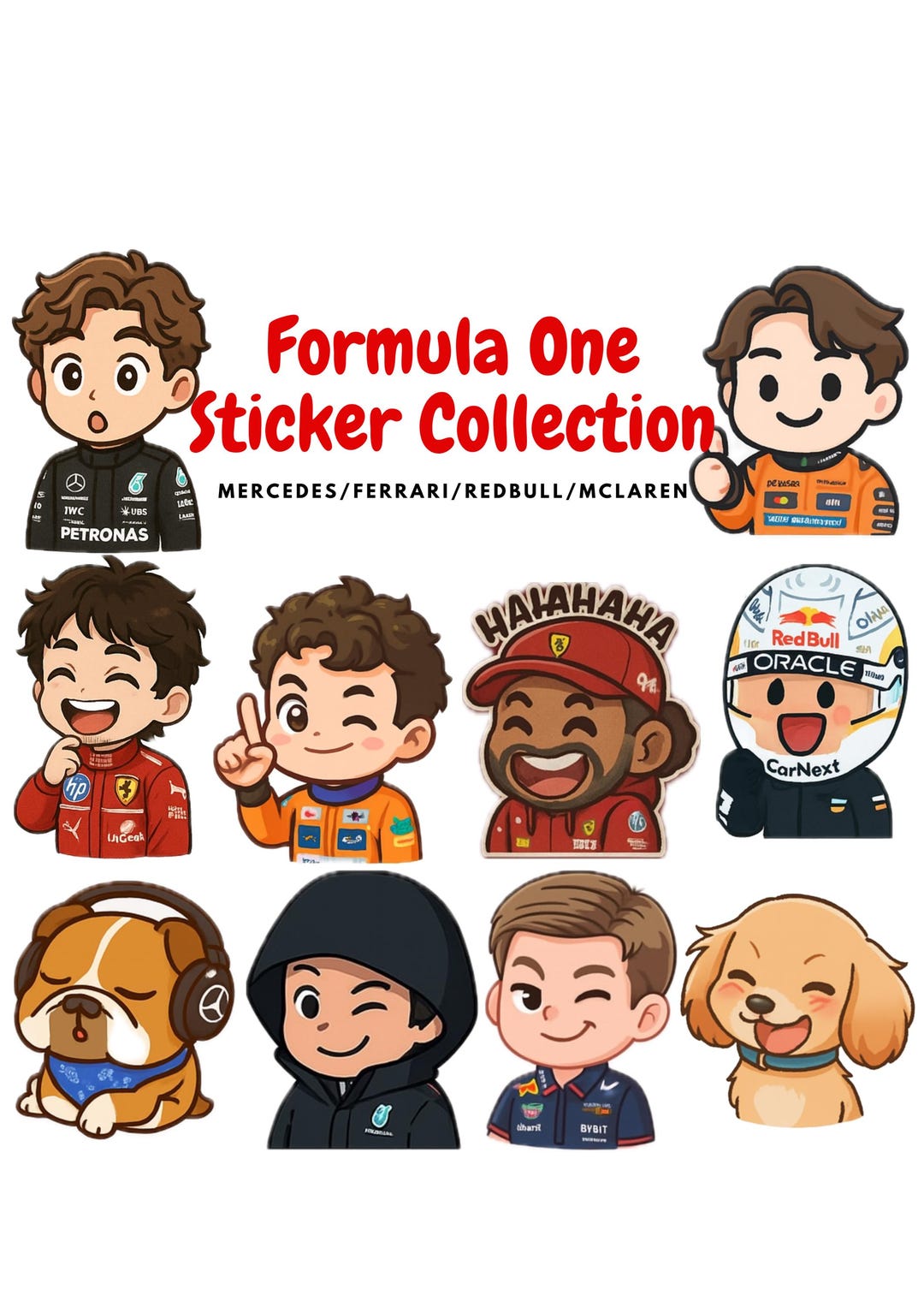 Chibi Formula 1 Sticker Collection: F1 Racing Teams Mclaren, Mercedes ...