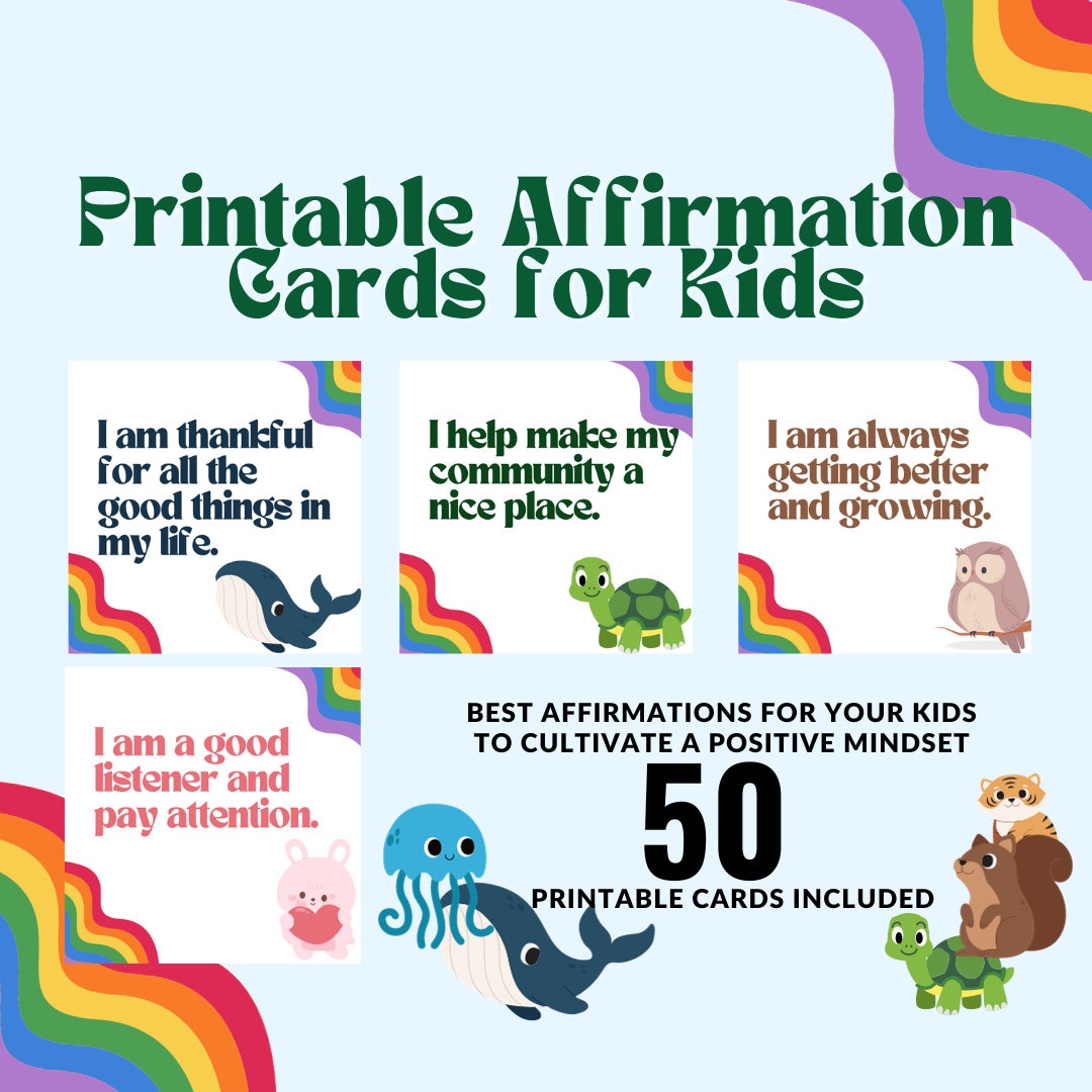 Kids Affirmation Cards, I Am Words of Affirmation for Children ...