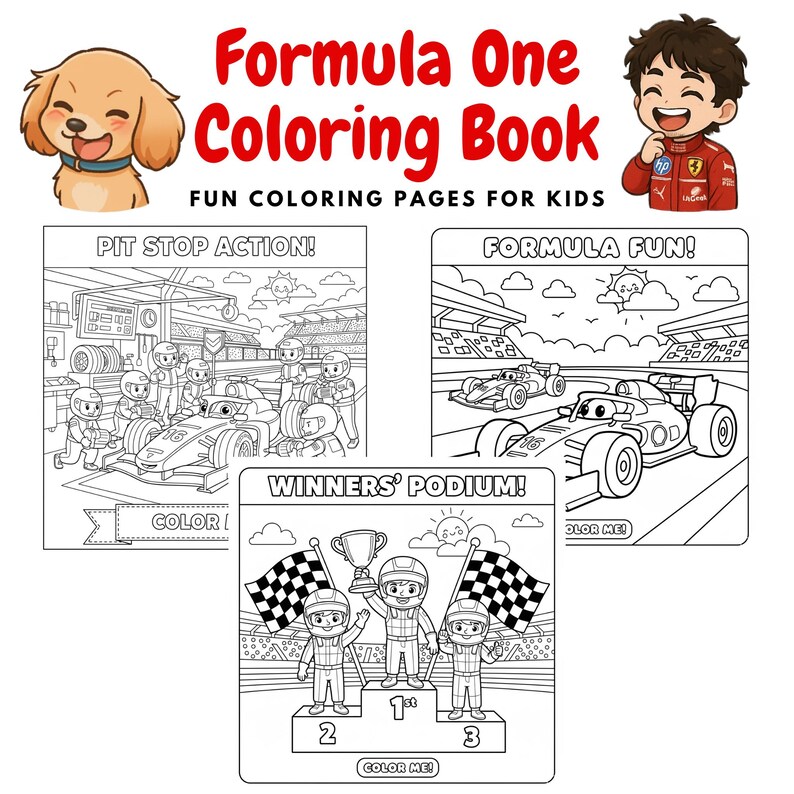 Fun Formula 1 Racing Coloring Book for Kids! - F1 Coloring Pages Fun ...