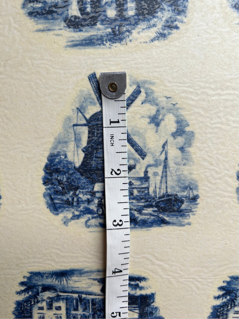 Vintage Ceramic Water Slide Decal Blue Sail, Windmill, Church. Nautical ...
