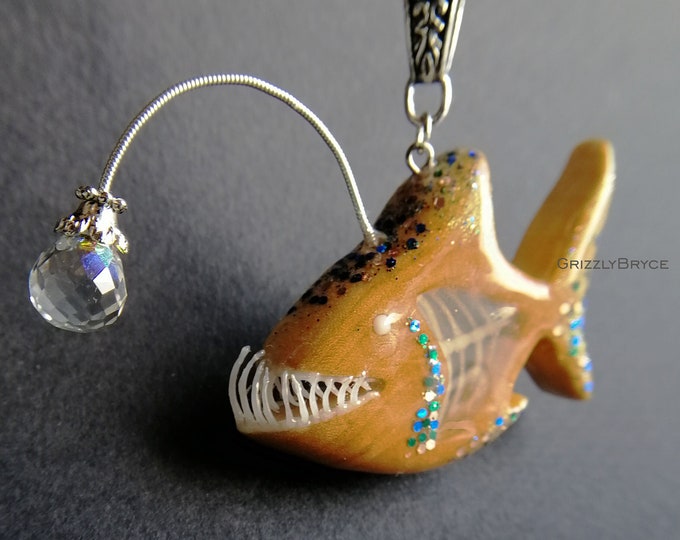 Scary Fish Angler Sea Monster Predator Trap Creepy Pendant Prey Fish ...