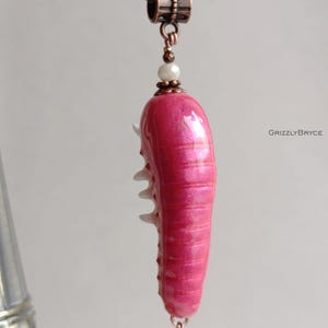 Caterpillar Pendant Isopod Maggot Pink Worm Creepy Doll Insect Totem ...