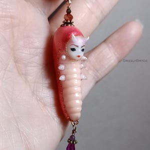 Caterpillar Pendant Isopod Maggot Pink Worm Creepy Doll Insect Totem ...