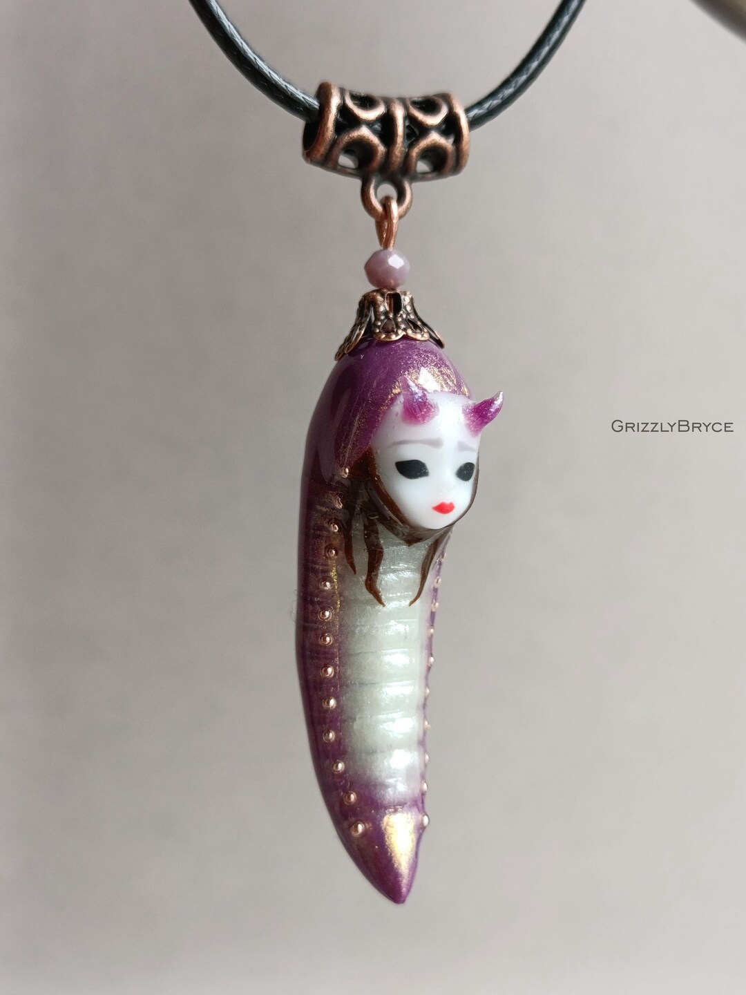 Caterpillar Pendant Isopod Maggot Red Worm Creepy Doll Insect Totem ...